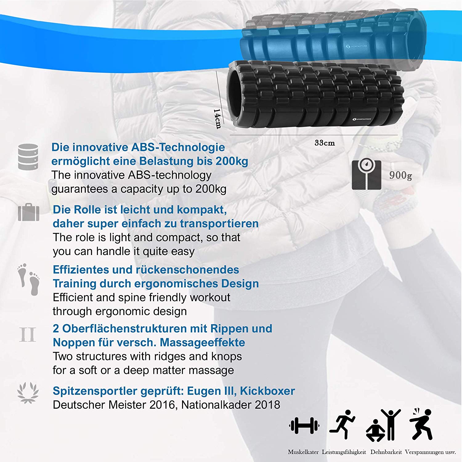 Profi Faszien Rolle "Happy Roll" von Sportastisch